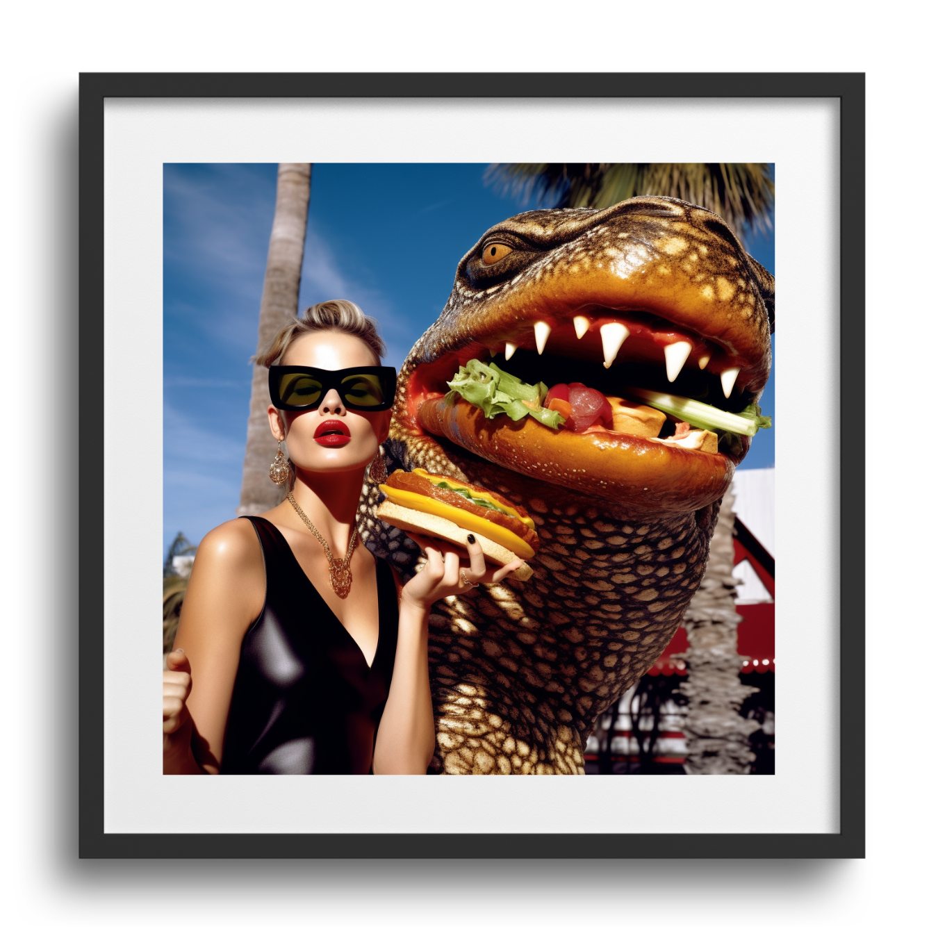 Chic Woman & Dinosaur: Limited Edition Surreal Print – DOTCOM ART